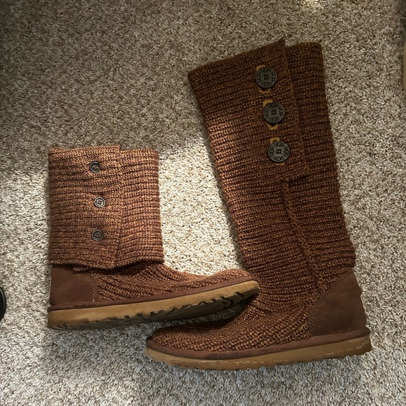 UGG | Shoes | Knit Ugg Brown Boots | Poshmark